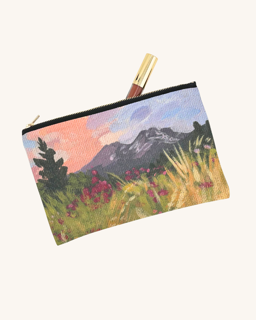 Sweet Pea Sunset Zipper Pouch – Landscape Art Accessory | Redwood Gallery